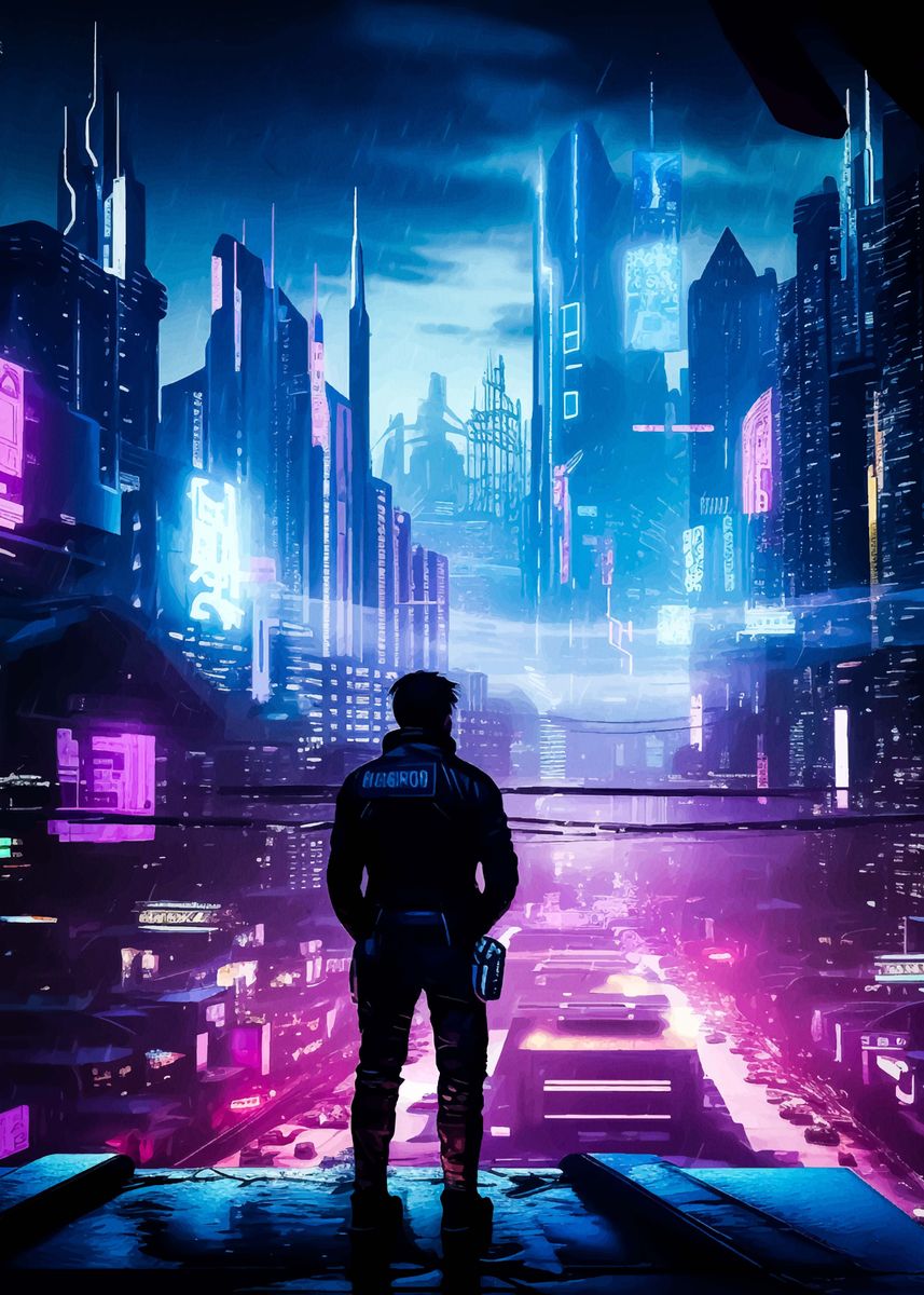 'Cyberpunk City Of Night' Poster, picture, metal print, paint by Ellen ...