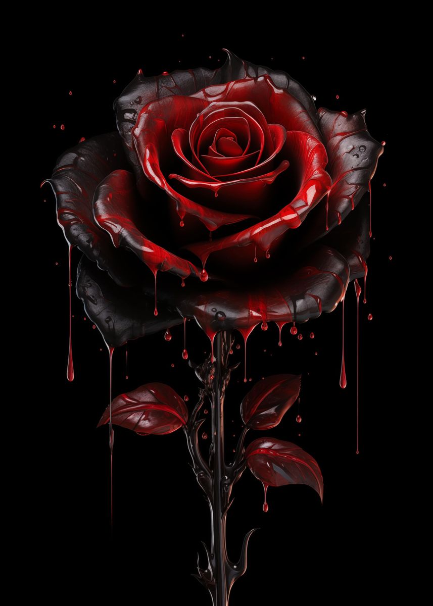 'Blood Rose' Poster, picture, metal print, paint by Aidan Pena | Displate
