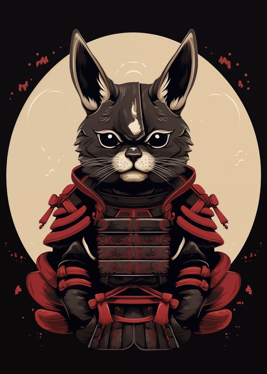 'Japanese Rabbit Samurai' Poster, picture, metal print, paint by ...