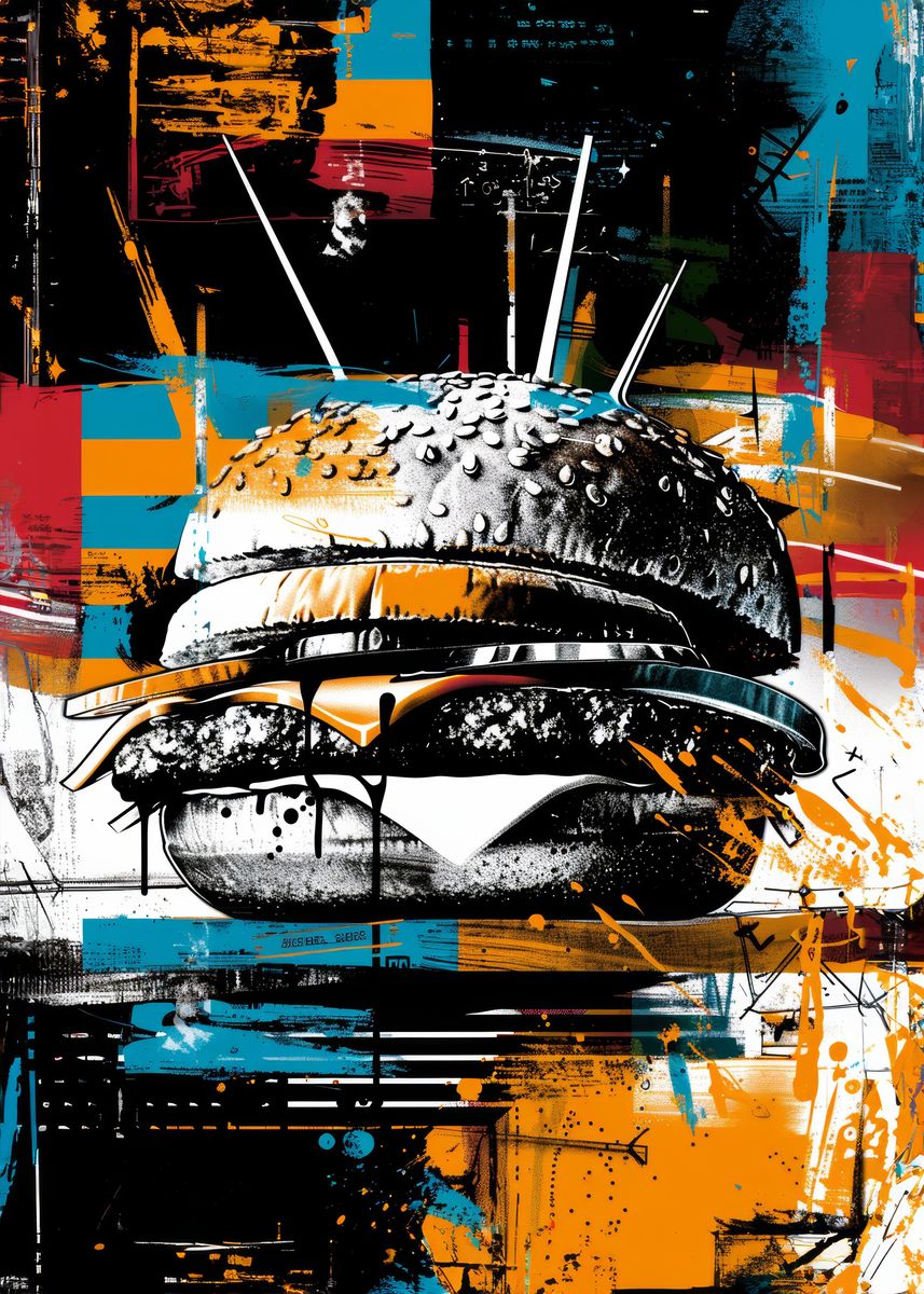 'Abstract Burger' Poster, picture, metal print, paint by urbanbuzz ...