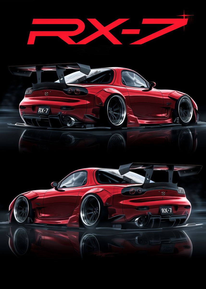 'Scarlet Speedster RX7' Poster, picture, metal print, paint by Vizio ...