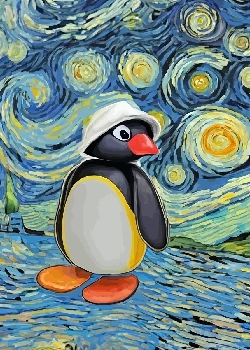 'Noot Noot Pingu' Poster, picture, metal print, paint by Thomas | Displate