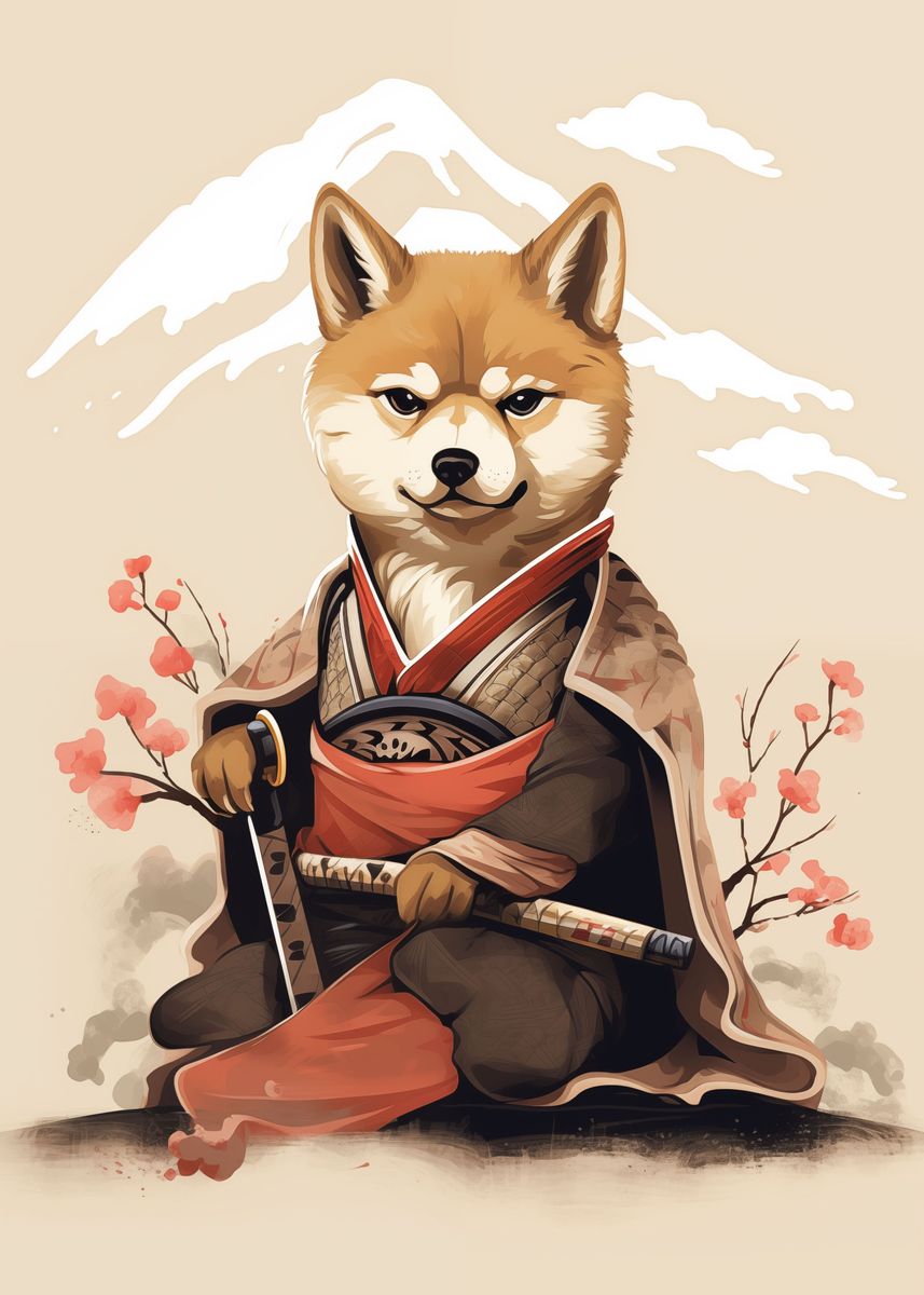 'Japanese Dog Samurai' Poster, picture, metal print, paint by Finnick ...
