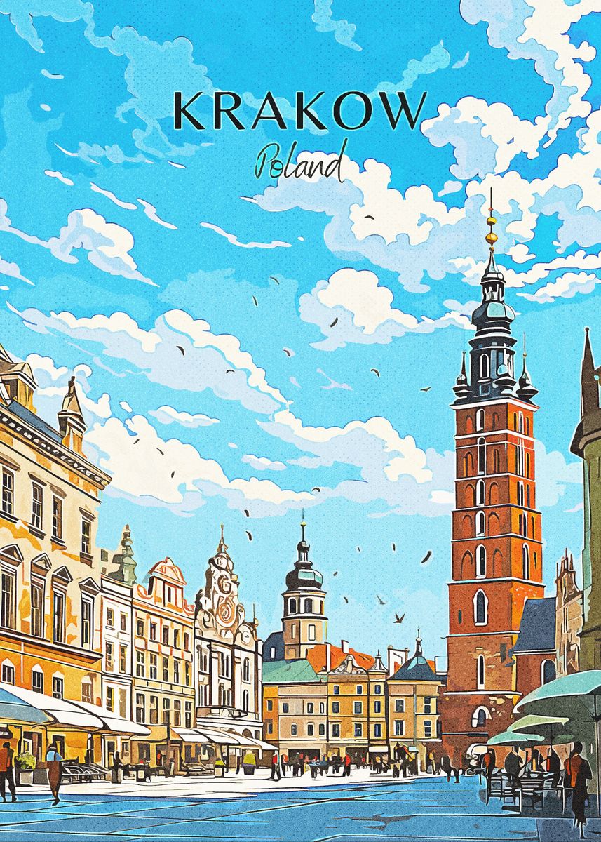 'Poland Krakow Travel' Poster, picture, metal print, paint by Le Thi ...