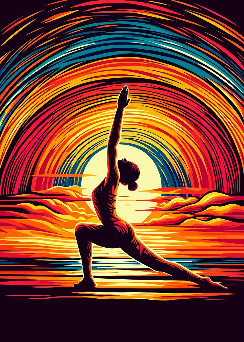 'Yoga pop art sunset' Poster, picture, metal print, paint by du giang ...