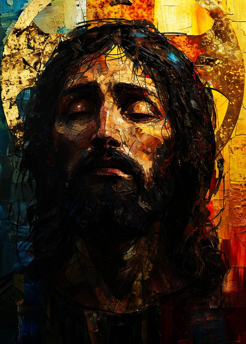 'stain glass Jesus' Poster, picture, metal print, paint by Titan Art ...