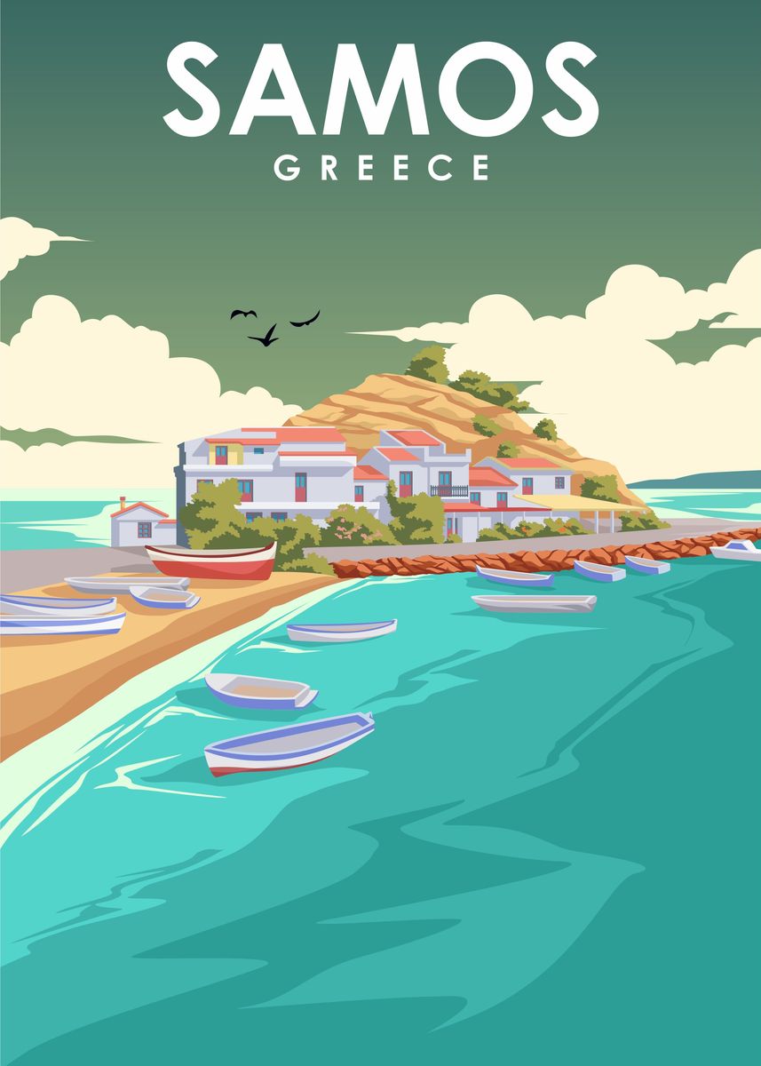 'Samos Greece Island Art' Poster, picture, metal print, paint by Jorn ...