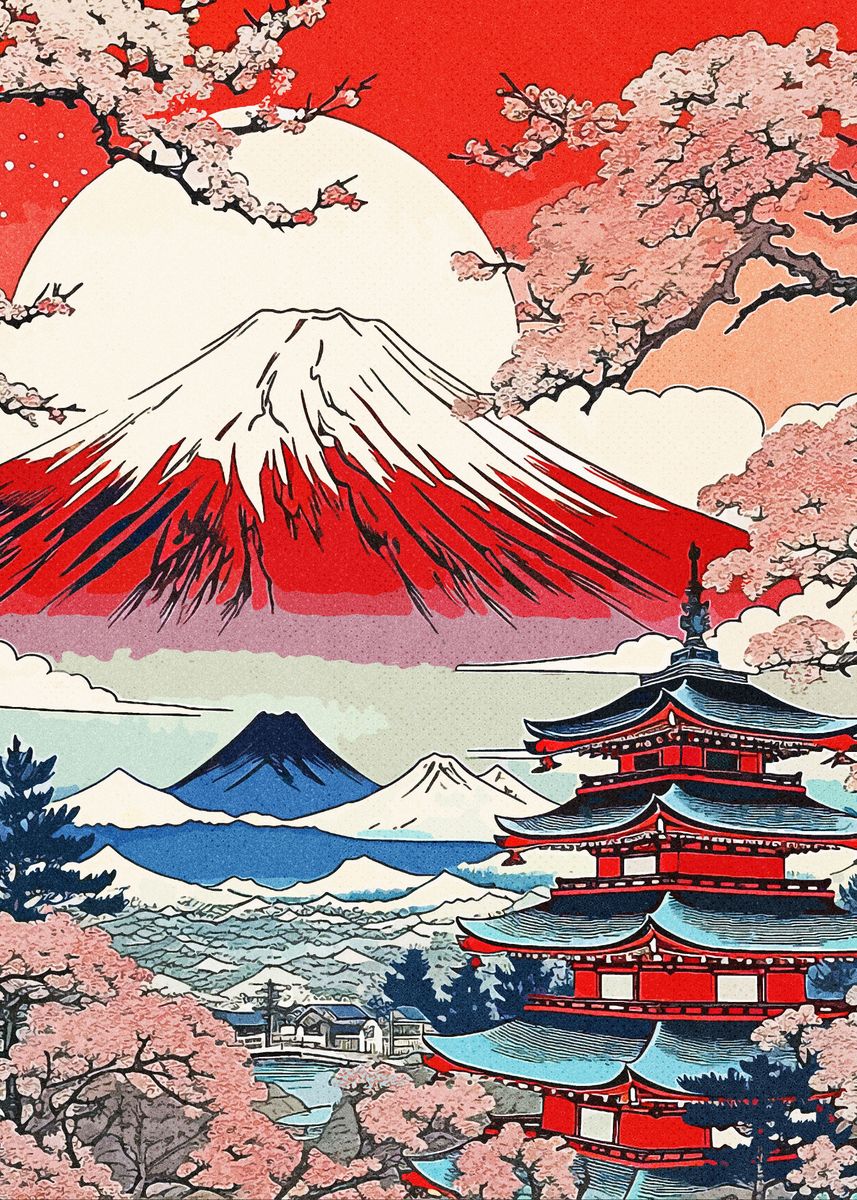 'Japanese Colorful Vintage' Poster, picture, metal print, paint by ...