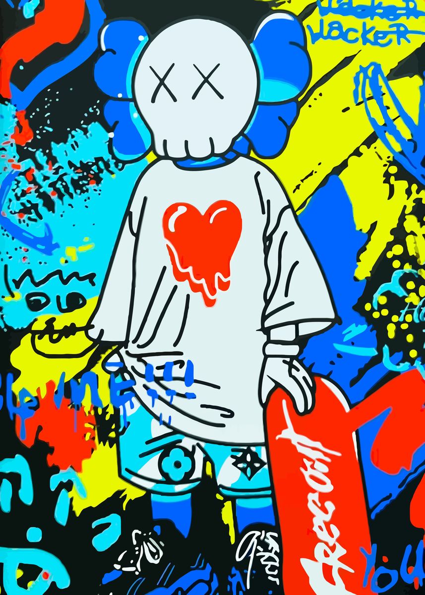 'Kaws graffiti' Poster, picture, metal print, paint by BB Creative ...