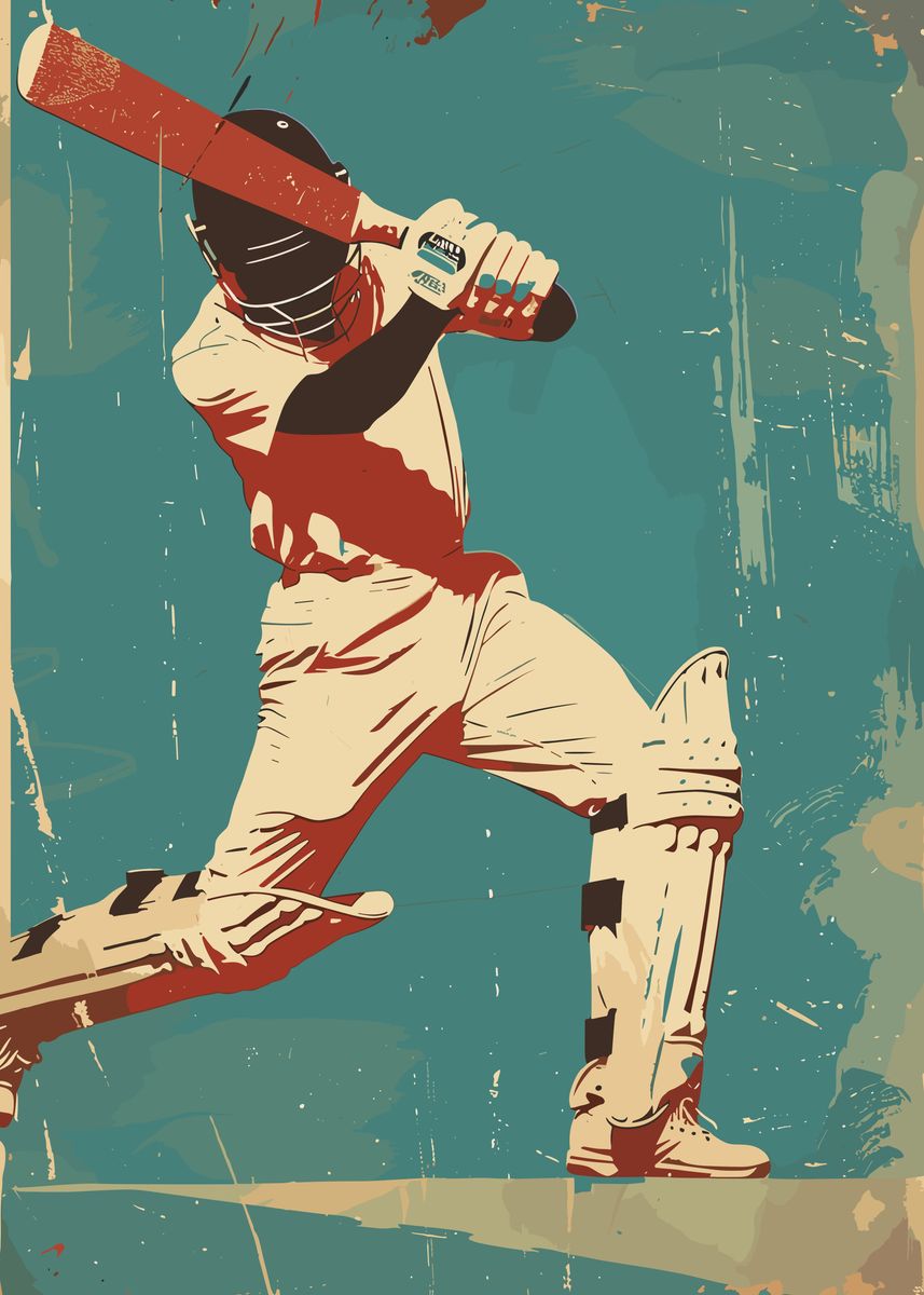 'Cricket Sport Retro Style' Poster, picture, metal print, paint by Maël ...