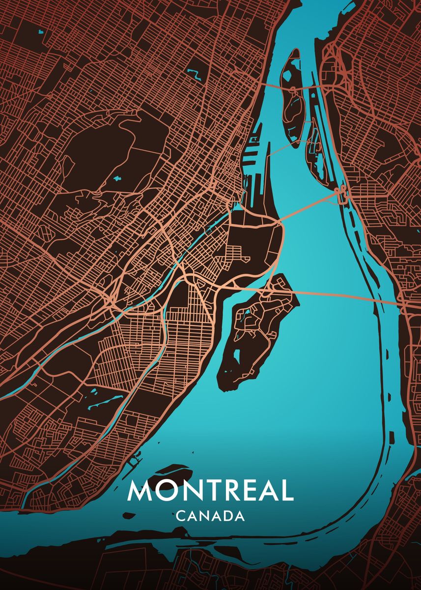 'Montreal City Map' Poster, picture, metal print, paint by Miracle ...