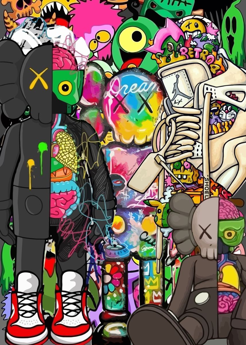 'Kaws graffiti' Poster, picture, metal print, paint by BB Creative ...