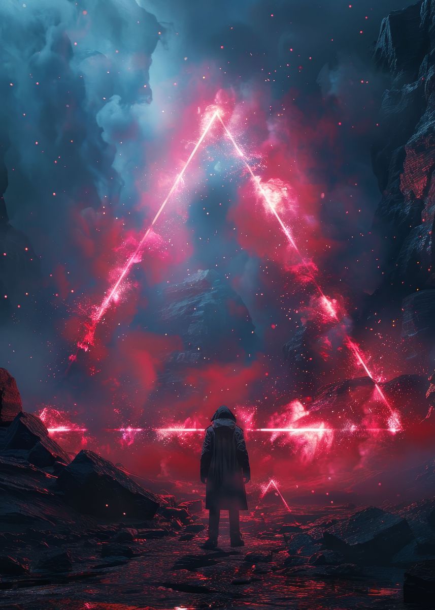 'Red Triangle Portal' Poster, picture, metal print, paint by MiTo Arts ...