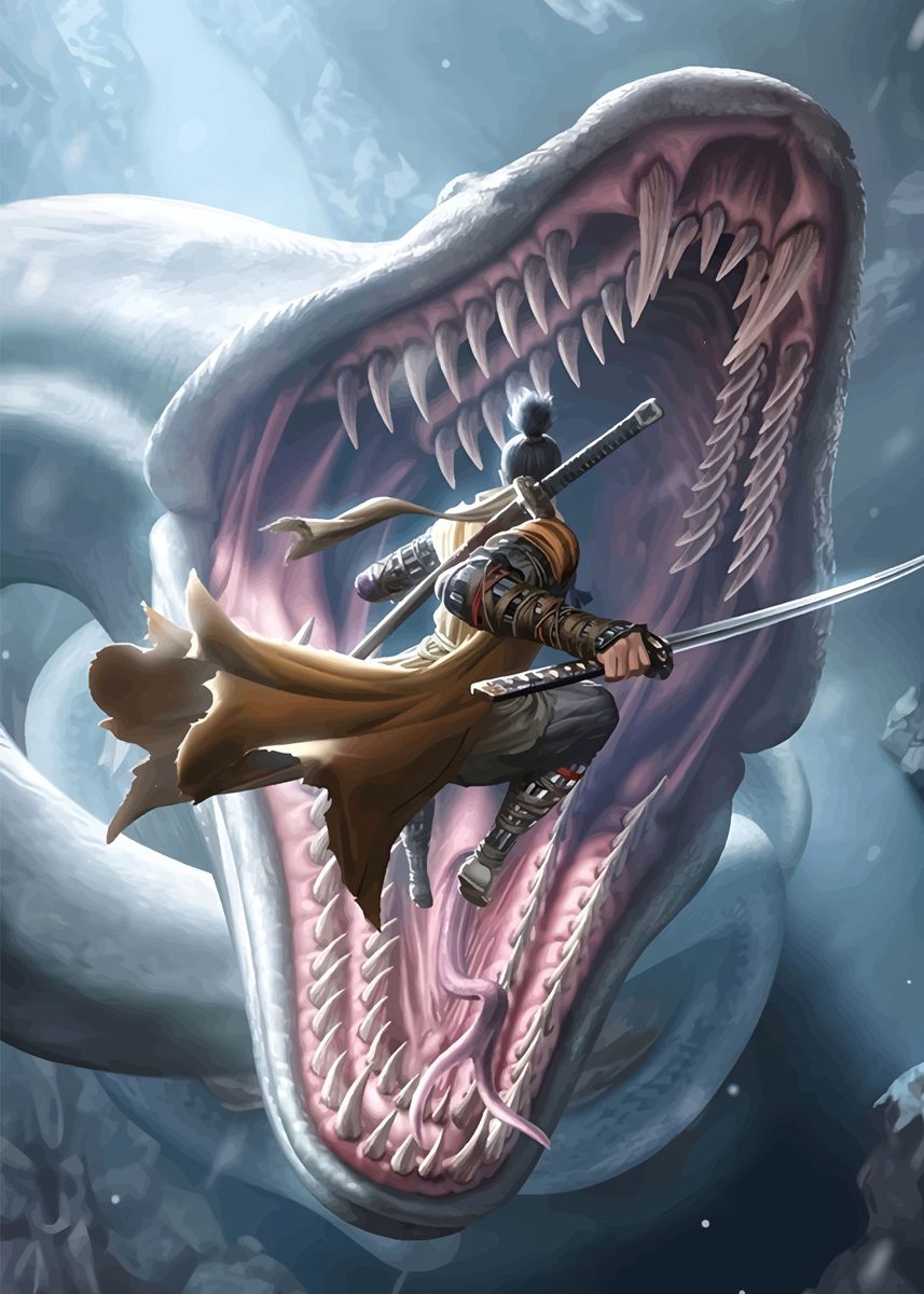 'Samurai vs Dragon ' Poster, picture, metal print, paint by Dream Land ...