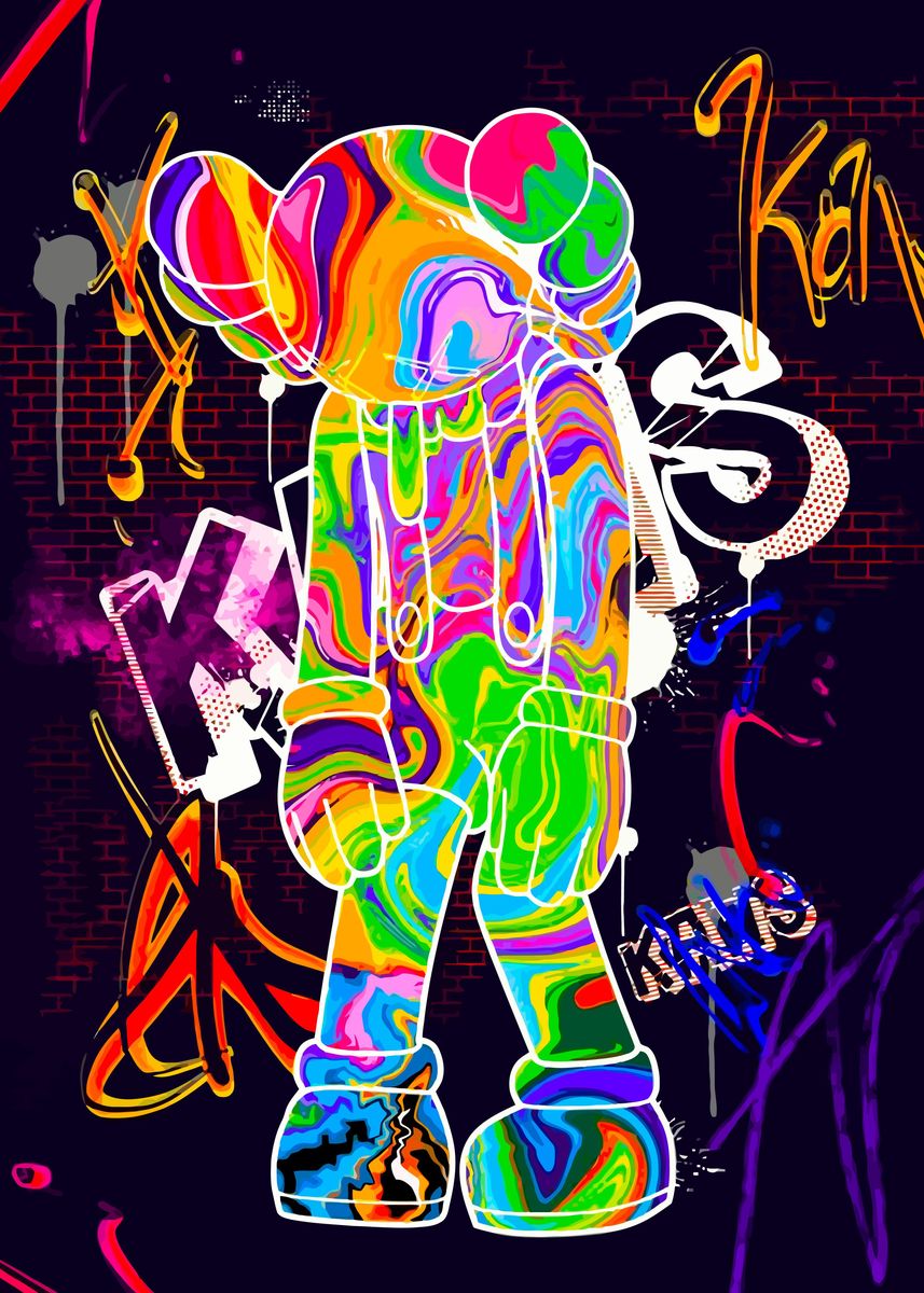 'Kaws graffiti' Poster, picture, metal print, paint by BB Creative ...