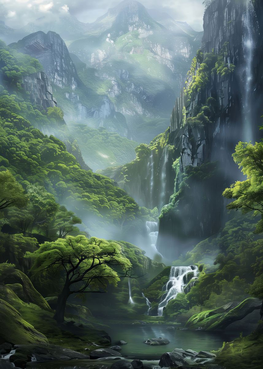 'Mountain and Valley' Poster, picture, metal print, paint by Dario ...