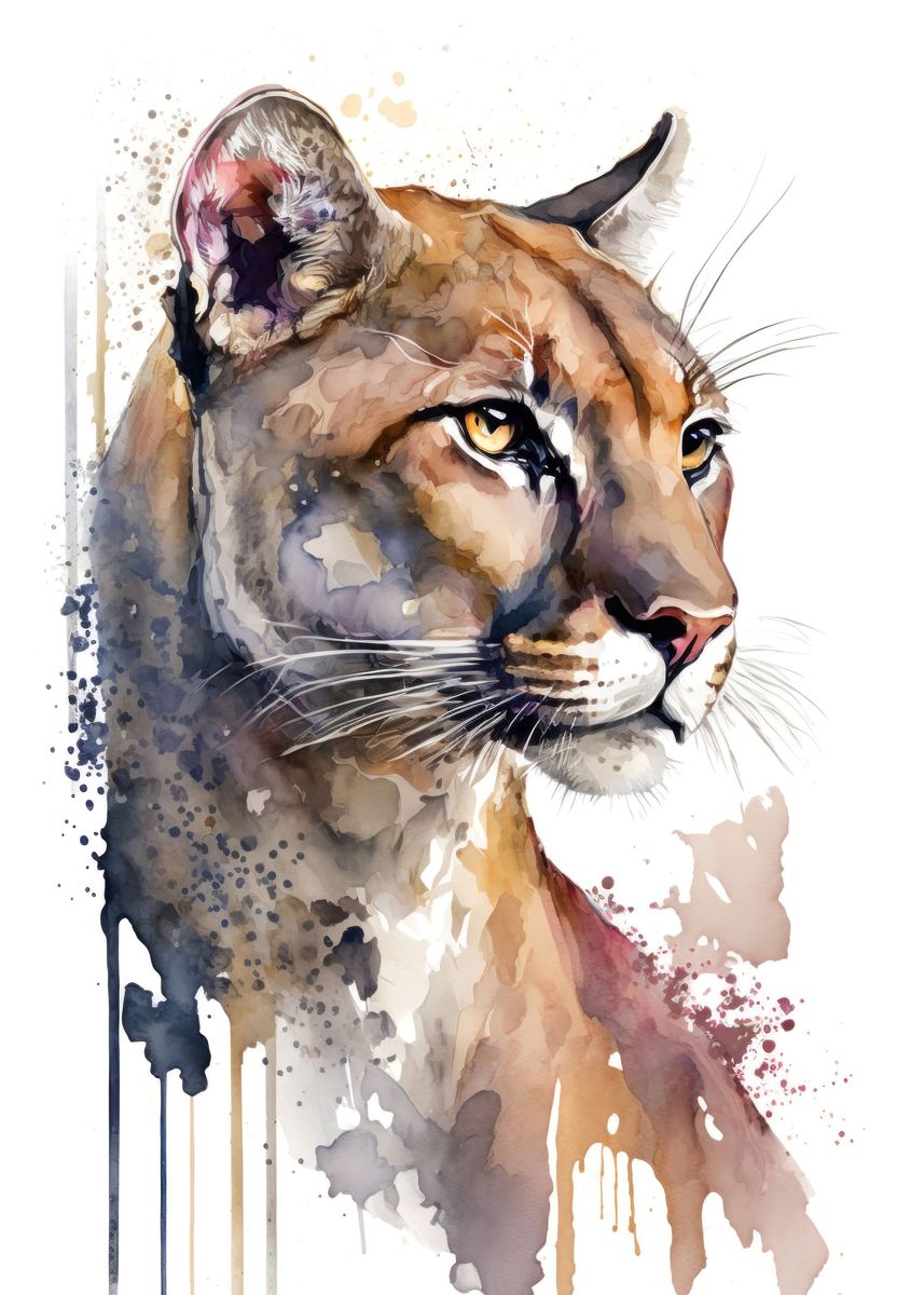 'Puma' Poster, picture, metal print, paint by Volodymyr Burdiak | Displate