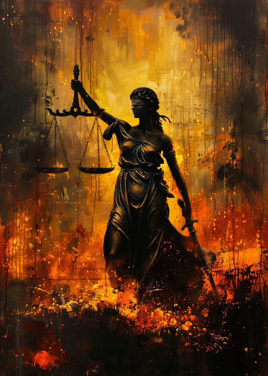 'Vintage Lady Justice Oil ' Poster, picture, metal print, paint by ...