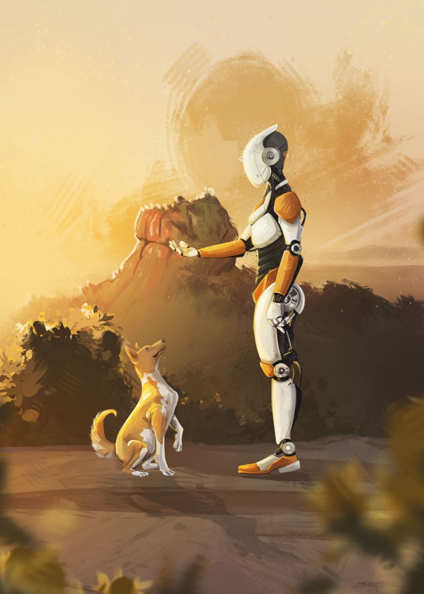 'Futuristic Furry Friend' Poster, picture, metal print, paint by ...