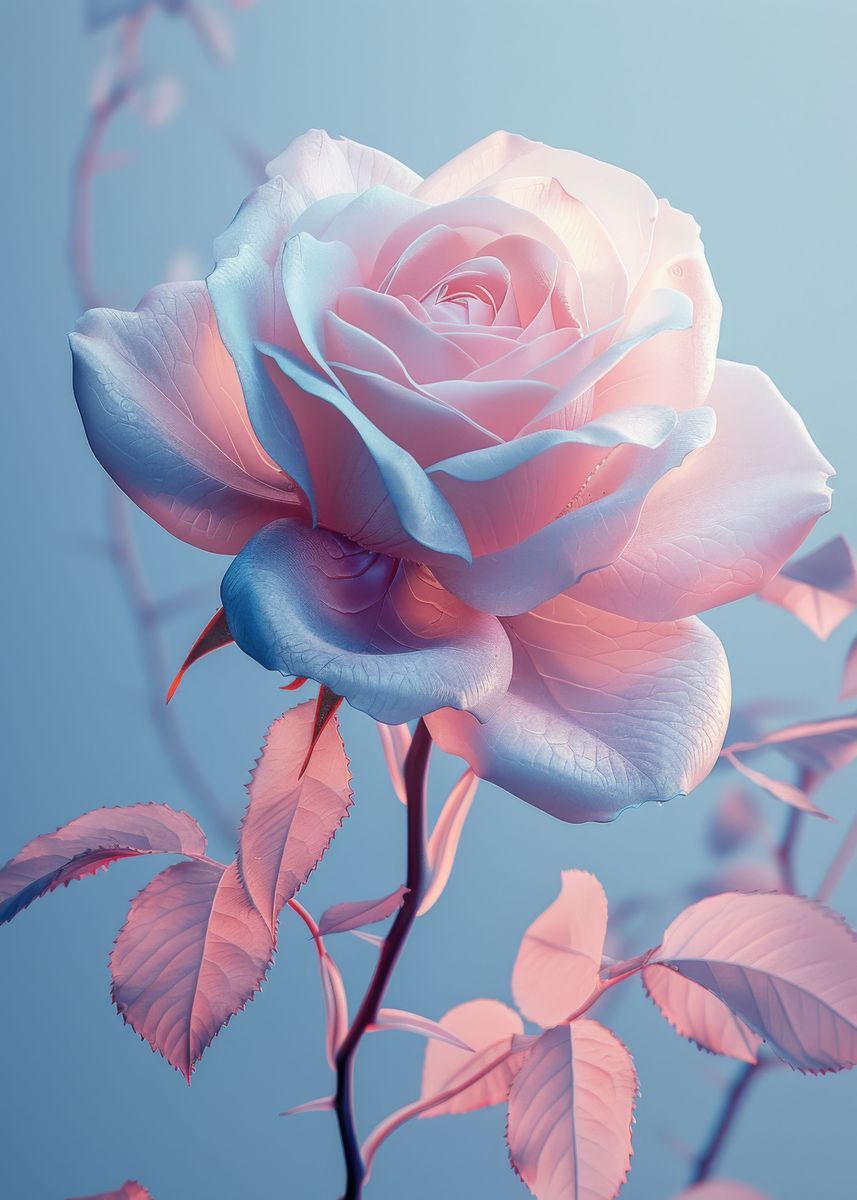 'Rose Blossom Vaporwave' Poster, picture, metal print, paint by ...