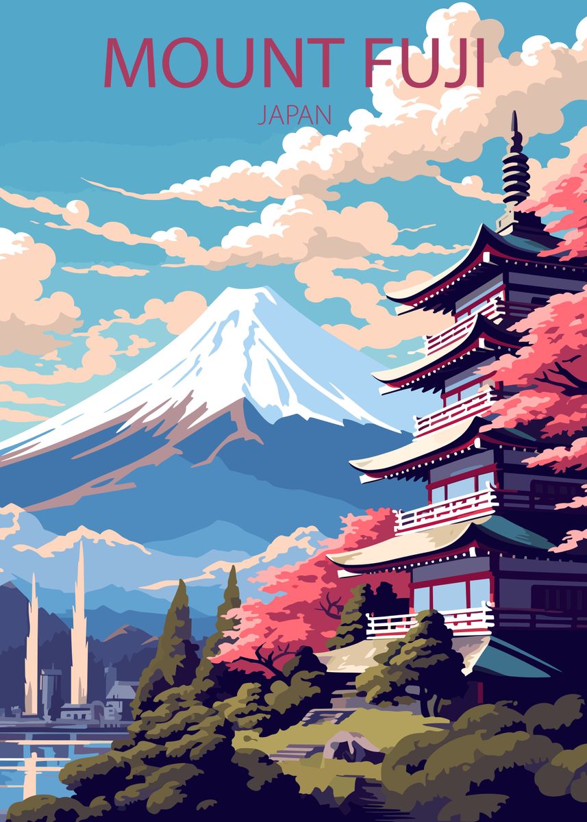 'Mount Fuji Japan' Poster, picture, metal print, paint by Sam Kal ...