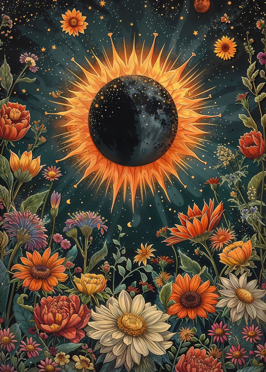 'Full Solar Eclipse Blossom' Poster, picture, metal print, paint by ...