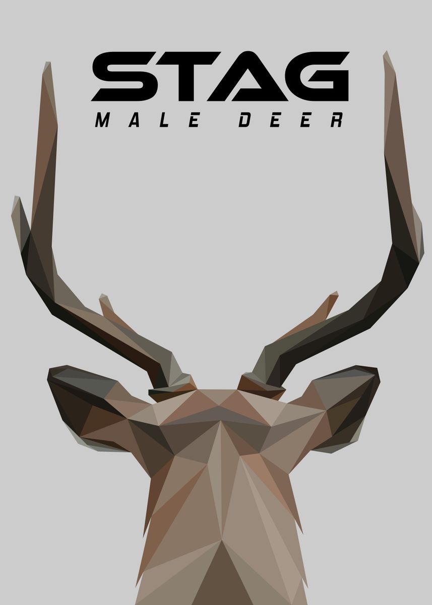 'Abstract Stag Low Poly' Poster, picture, metal print, paint by YOGA ...