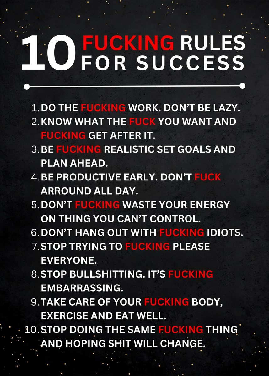 '10 Rules For Success Art' Poster, picture, metal print, paint by gani ismail | Displate