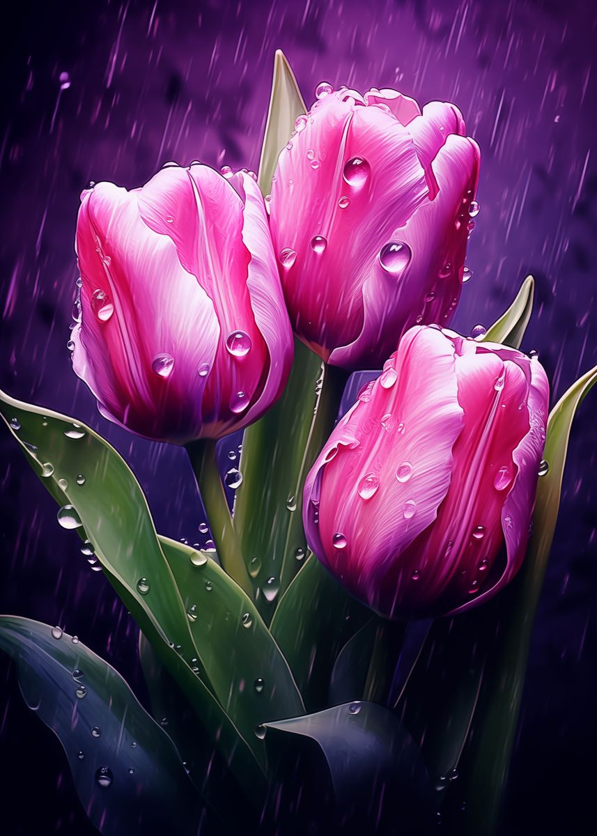 'Tulip Flower' Poster, picture, metal print, paint by ELYussArt | Displate