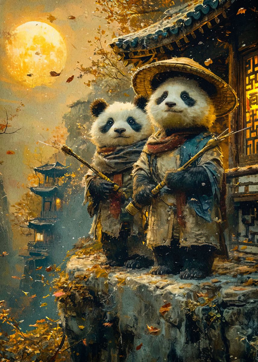 'panda japanese' Poster, picture, metal print, paint by MissCrystelLang ...