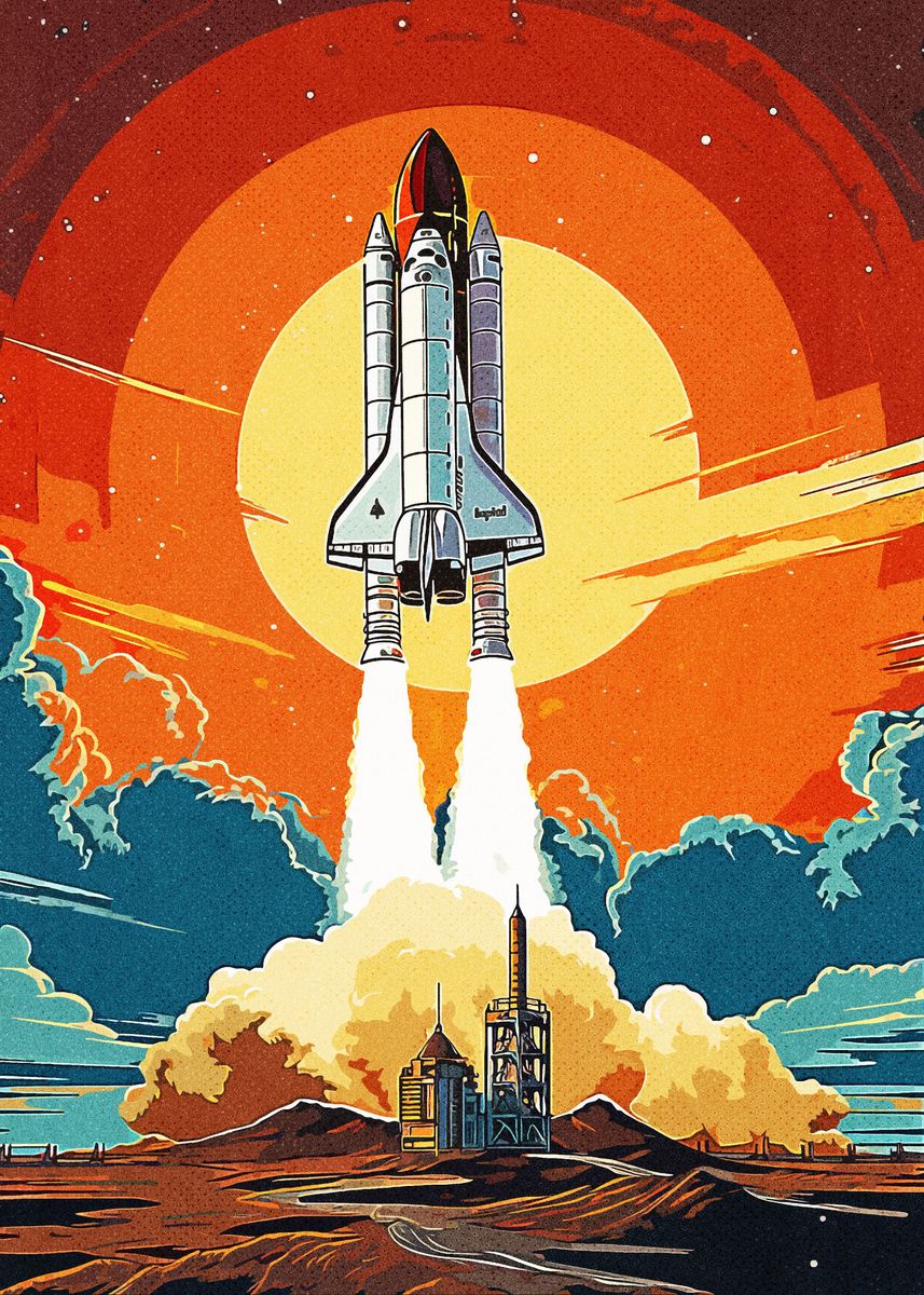 'Vintage Rocket' Poster, picture, metal print, paint by Muh Asdar ...