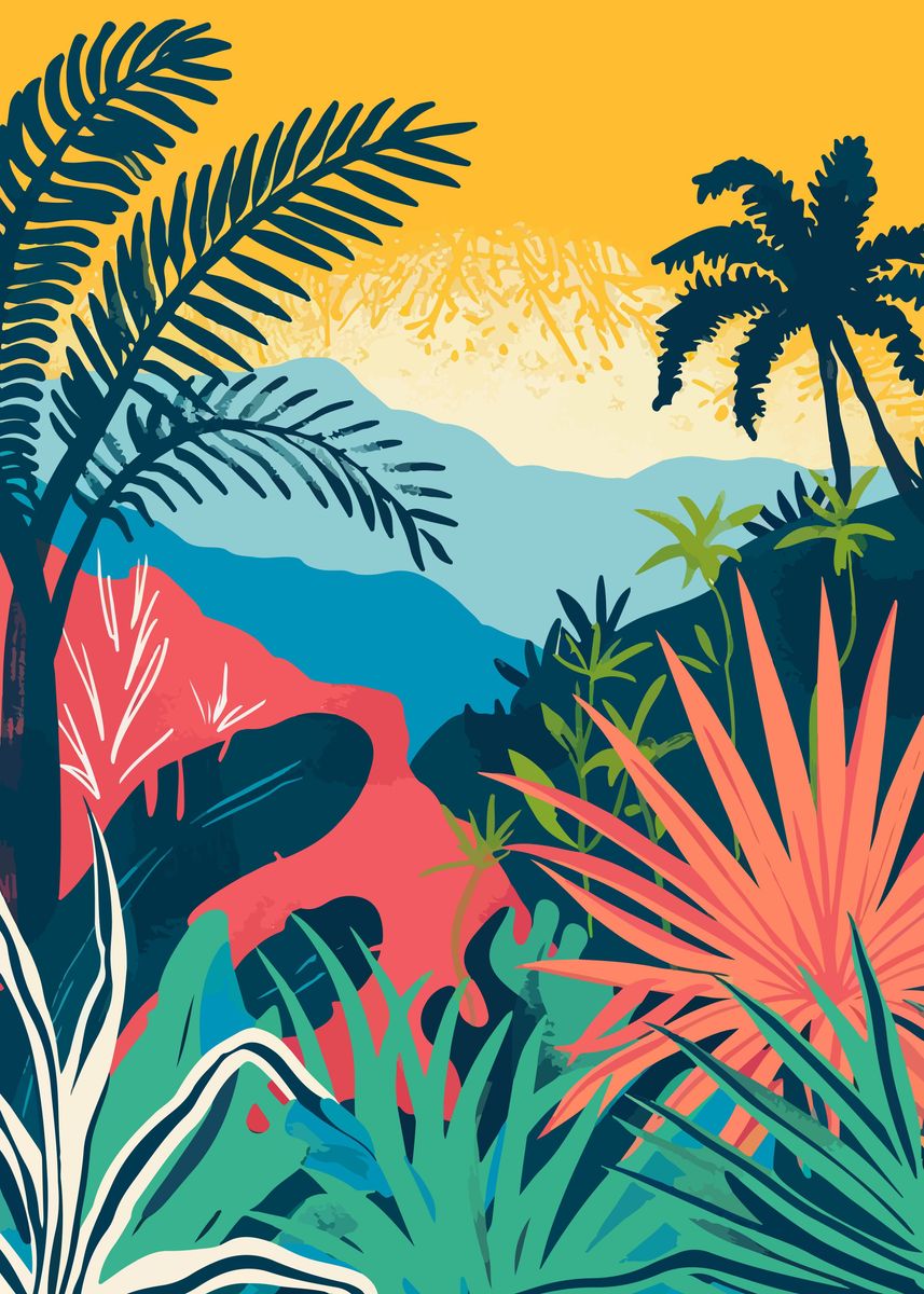 'Minimalist Plants Tropical' Poster, picture, metal print, paint by ...