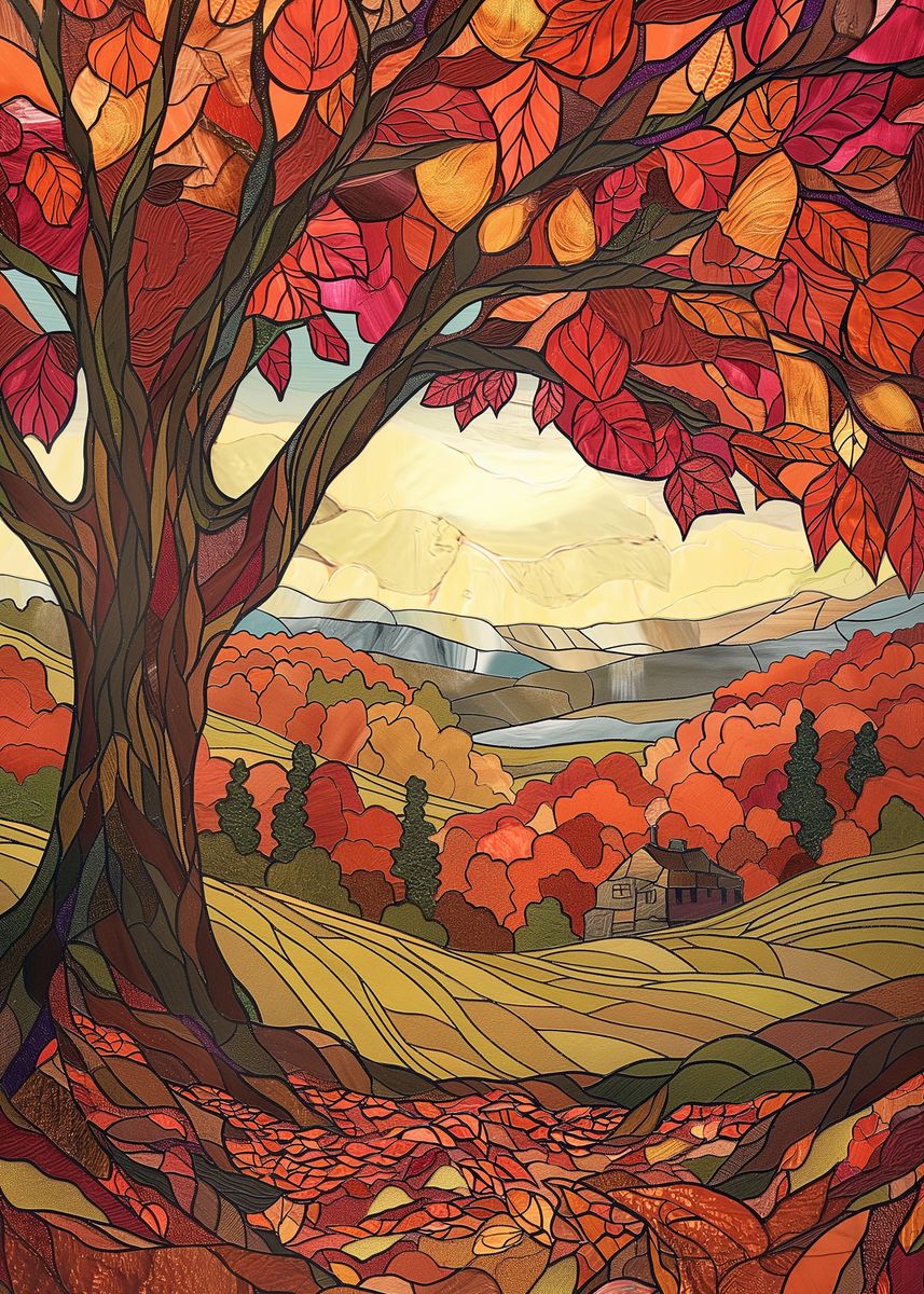 'Autumn Landscape ' Poster, picture, metal print, paint by Kitty Bern ...
