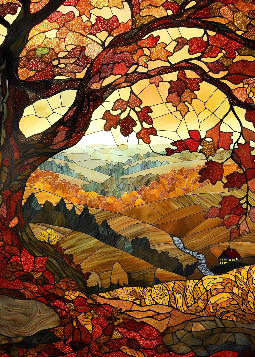 'Autumn Landscape ' Poster, picture, metal print, paint by Kitty Bern ...