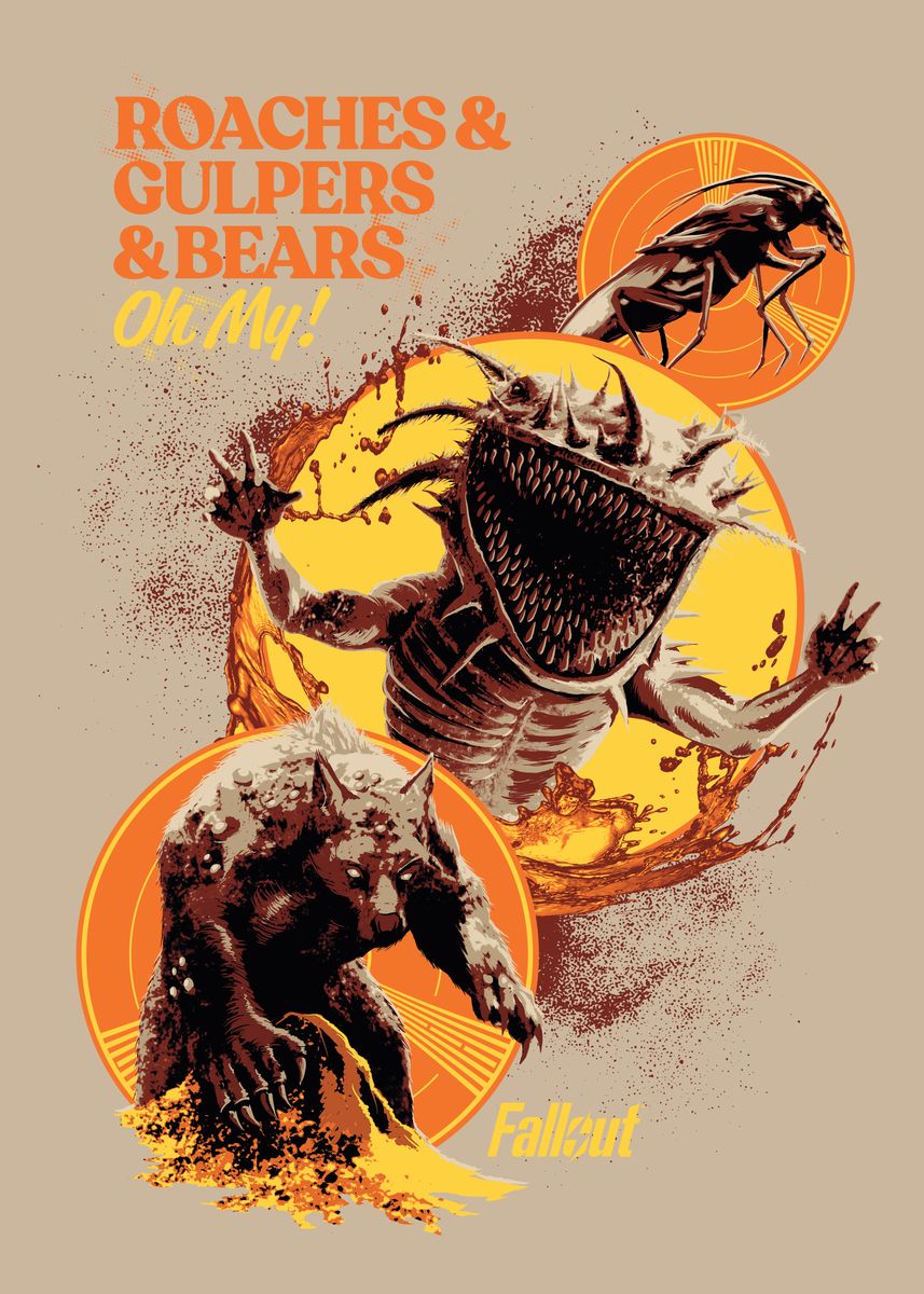 'Roaches & Gulpers & Bears' Poster, picture, metal print, paint by ...