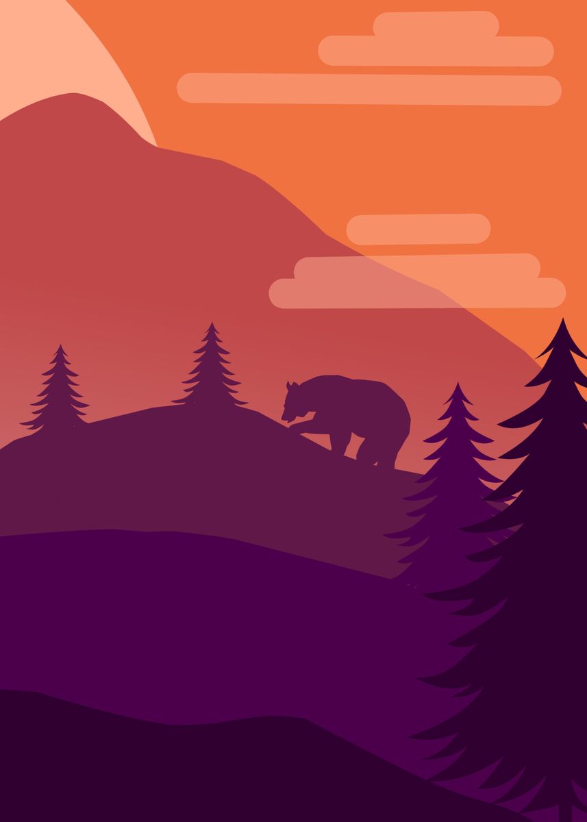 'Minimalist bear' Poster, picture, metal print, paint by ipart id ...