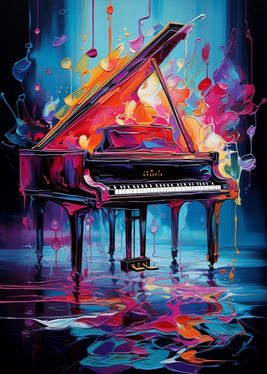 'Colorful Piano Keyboard' Poster, picture, metal print, paint by ...