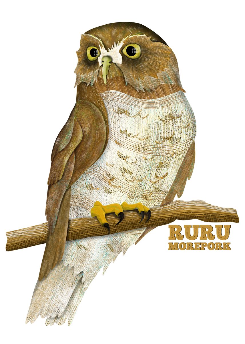 'Morepork Ruru Owl' Poster, picture, metal print, paint by mailbox ...