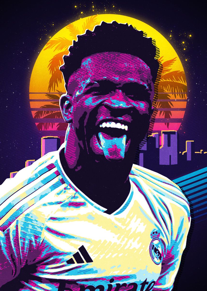 'vini jr' Poster, picture, metal print, paint by Hames Leonard | Displate