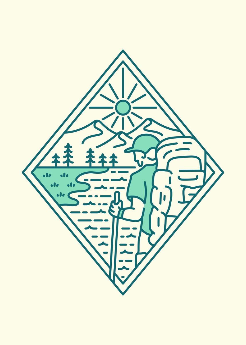 'Adventure Backpacker 1' Poster, picture, metal print, paint by ...