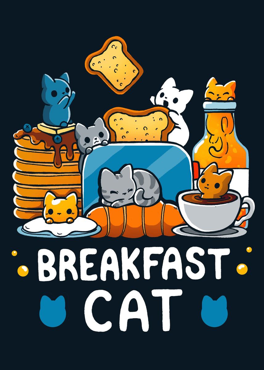 'Breakfast Cat' Poster, picture, metal print, paint by Valentina Fabbri ...