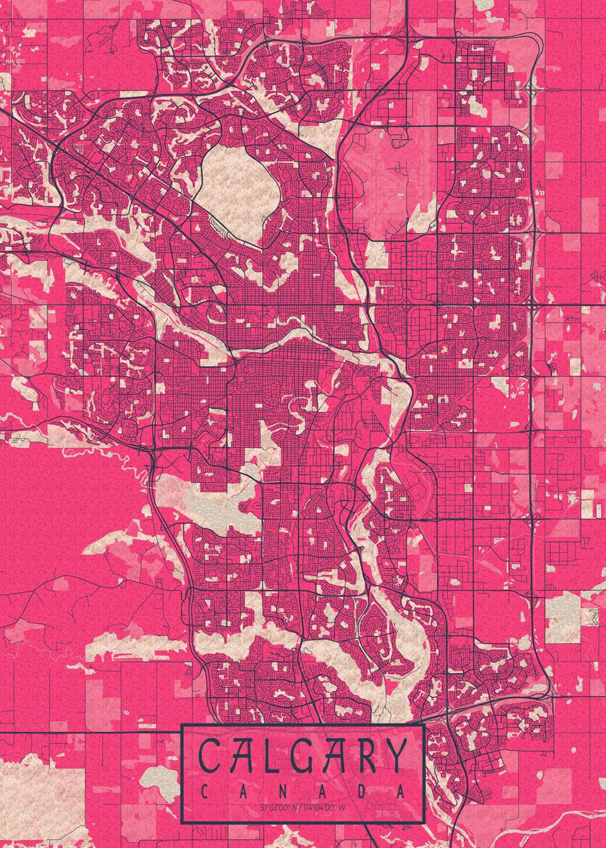 'Calgary City Map Blossom' Poster, picture, metal print, paint by deMAP ...