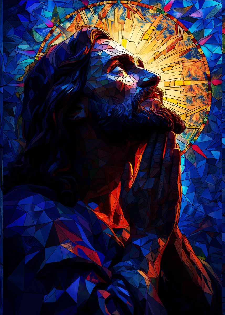 'stain glass Jesus' Poster, picture, metal print, paint by Titan Art ...