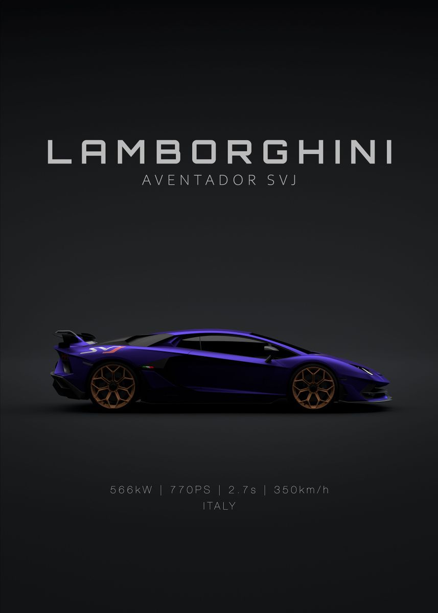 'Lamborghini Aventador SVJ' Poster, picture, metal print, paint by 21 ...