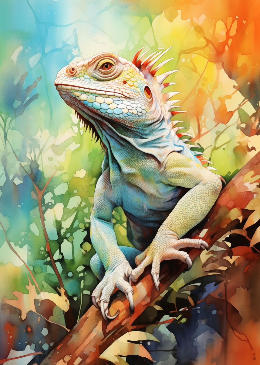 'Lizard Watercolor' Poster, picture, metal print, paint by GojoArt ...