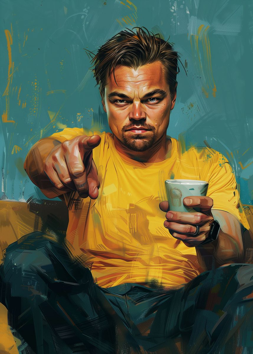 'Pointing Leo Meme' Poster, picture, metal print, paint by Toko Diwan ...