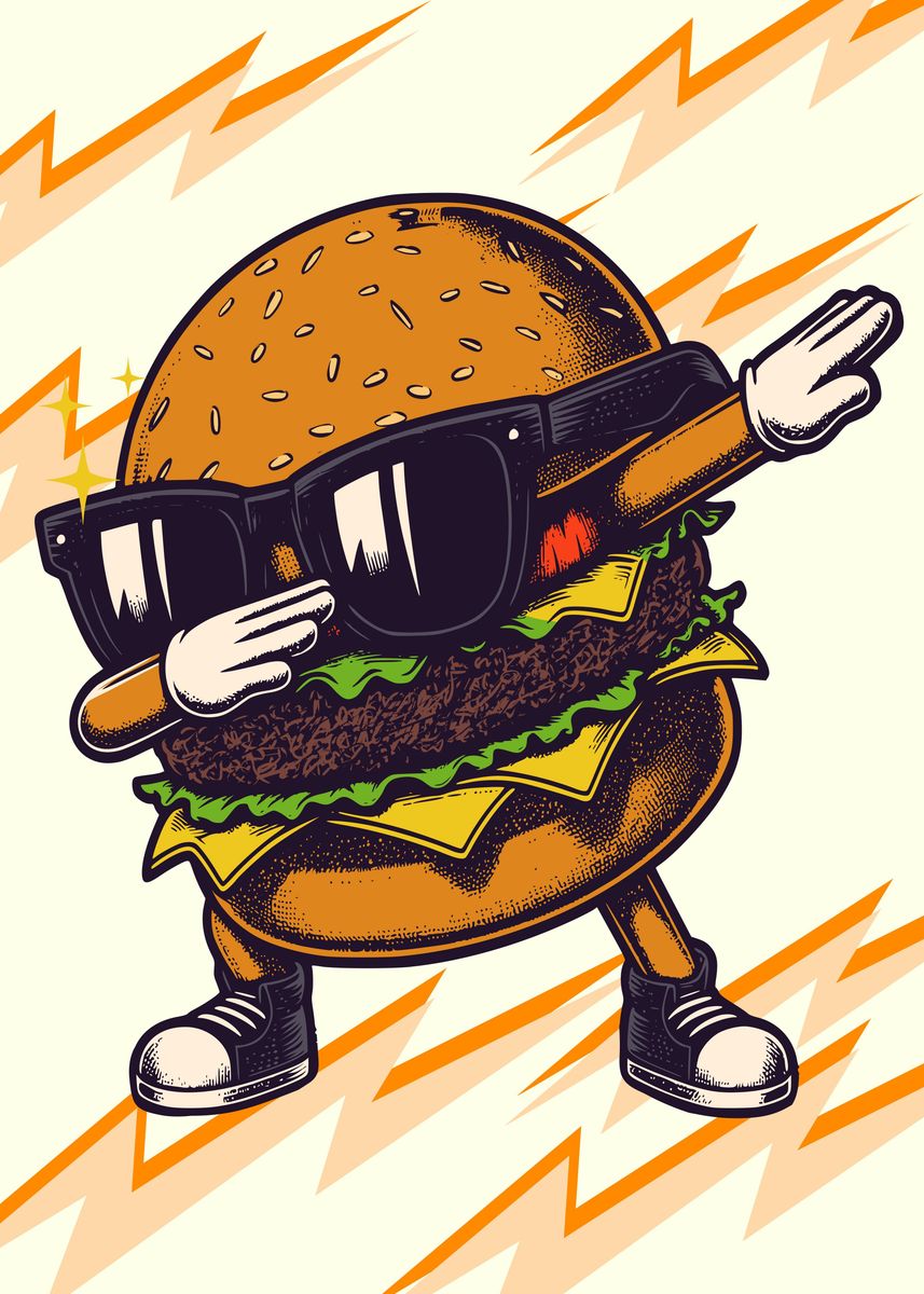 'Burger dabbing' Poster, picture, metal print, paint by du giang | Displate