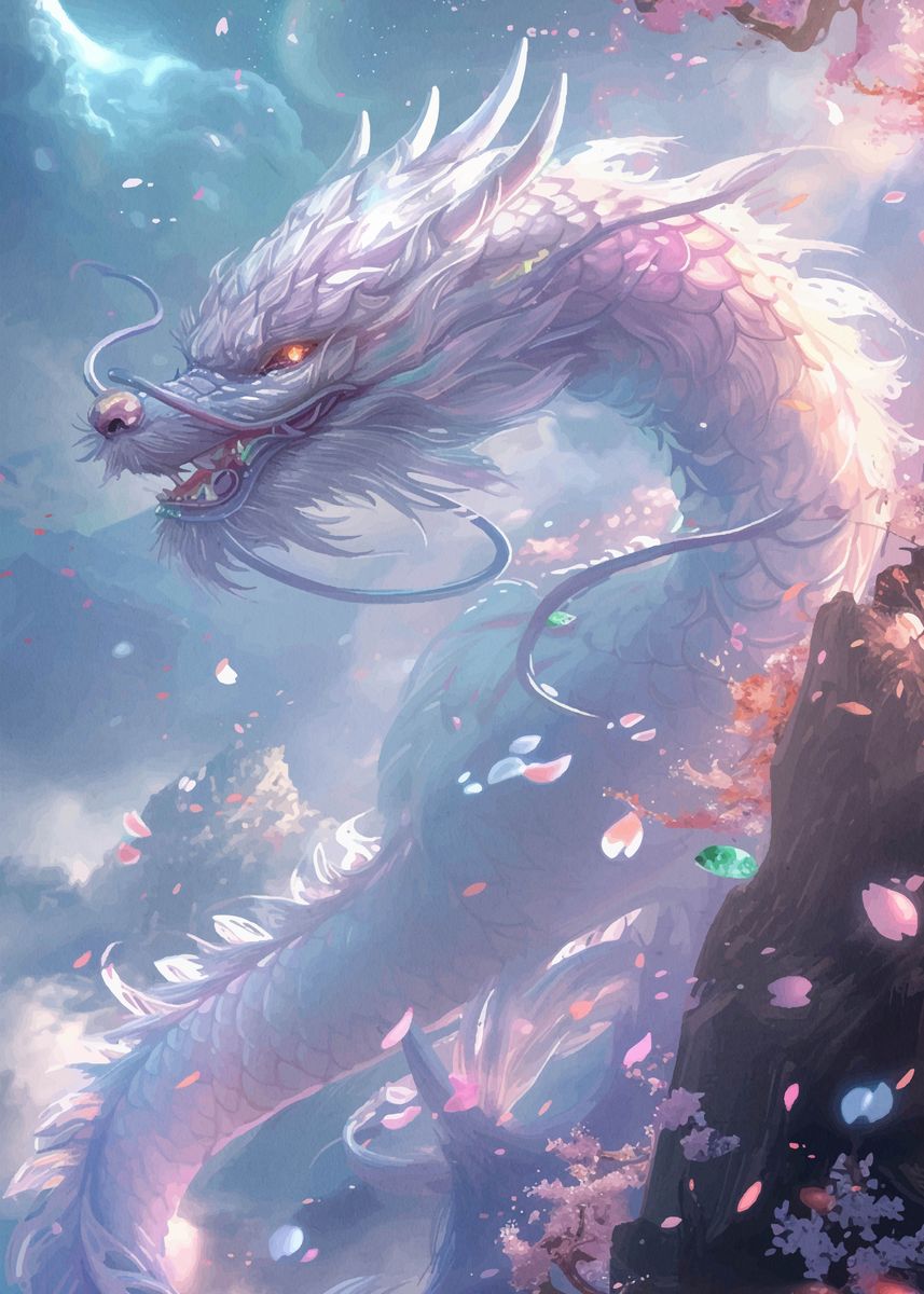 'Japanese Sakura Dragon' Poster, picture, metal print, paint by Kaci ...