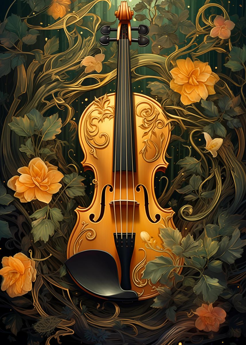 'Violin Vintage Violinist' Poster, picture, metal print, paint by ...