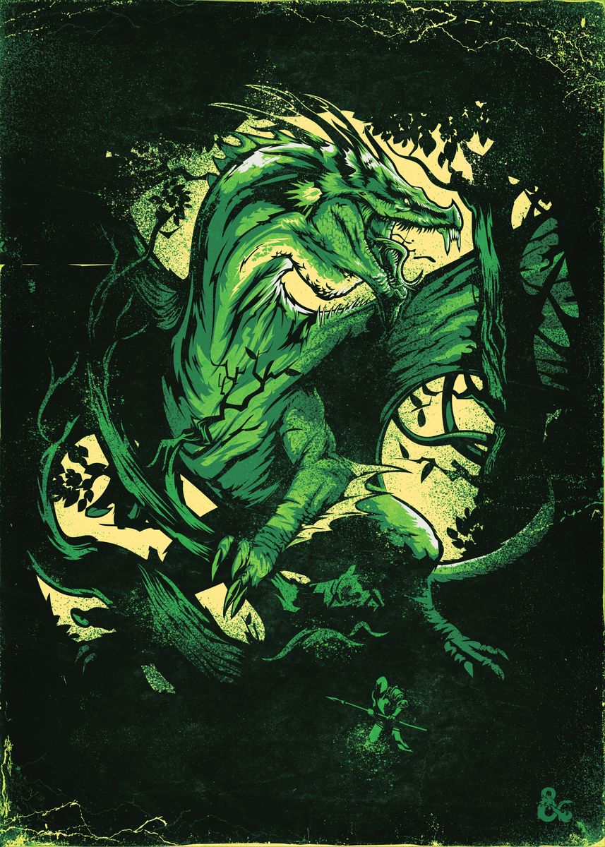 'Green Dragon' Poster, picture, metal print, paint by Dungeons and ...